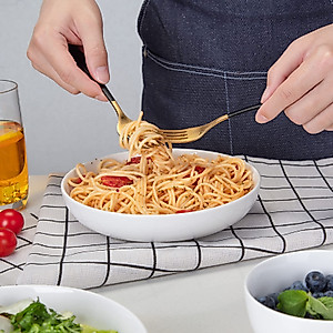 (6 Pack) Pasta Bowls Set Ceramic, Salad Bowls Large Serving Bowl Plates, Soup Bowl, Dishwasher Microwave Safe, Set of 6 (White)