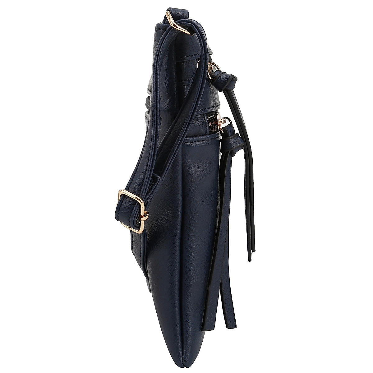 DELUXITY | Crossbody Purse Bag | Functional Multi Pocket Double Zipper Purse | Adjustable Strap | Medium Size Purse | Navy