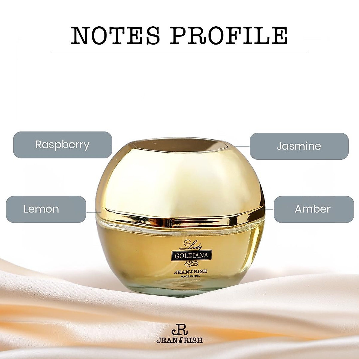 Jean Rish Lady Goldiana Eau De Parfume - Perfume for Women (3.4 Fl Oz / 100ml) with Jasmine, White Honey & Raspberry Notes - Long Lasting and Luxury Fragrance