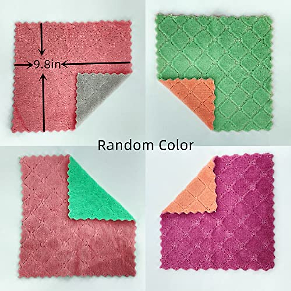 WSRYYCC 12 Pieces of Coral Velvet Cleaning Cloth, Reusable Towel Cloth, car wash Towel, Used for Cleaning Kitchens, Restaurants and Any Items ，Beige/Pink, Gray/Pink, Purple/Pink