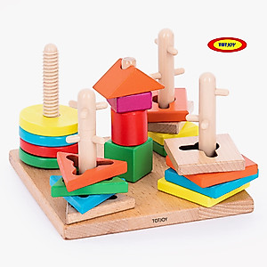 TOTJOY Montessori Toys for 2 Year Olds 18+ Months Wooden Educational Toy for Toddlers Shapes Sorting Stacking Toys Busy Board Sensory Toys Early Development & Activity Toys