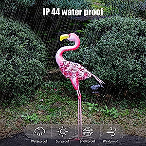 Glintoper Solar Flamingo Outdoor Garden Statues, Pink Flamingo Metal Figurine Lights, Solar Powered Decorative Birds Yard Sculptures Art for Landscape Patio Yard Walkway Pathway Lawn