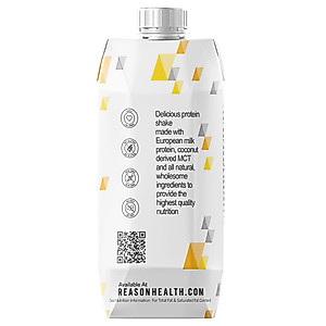 Reason Premium High Calorie Protein Drink - Free of Soy, Gluten, Artificial Flavors, Sweeteners - Lactose-Friendly - Great for Tube-Feeding - Strawberry, 11 oz, 12 Count