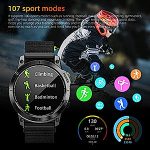 LOKMAT Military Smart Watch for Men,1.45" Full Screen Tactical Watches, Answer/Dial Calls AI Voice Smart Watches for Android iPhones Fitness Tracker Heart Rate/Sleep Monitor/Blood Pressure (Black)