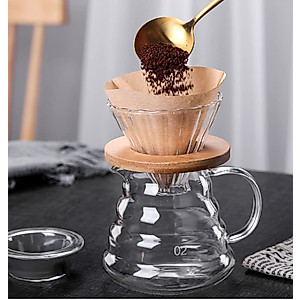 COFISUKI Pour Over Coffee Maker - 20 OZ /600ML Coffee Server with Glass Coffee Dripper, Stylish and Elegant 2 IN 1 Dripper Coffee Maker Kit Coffee Maker for Home or Office, 1-5 CUPS