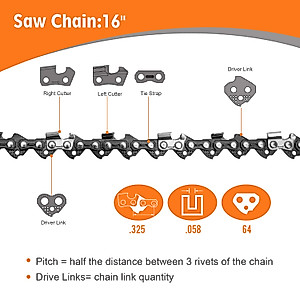 SALEM MASTER 20 Inch Chainsaw Chains Chainsaw Blade- .058" Gauge - .325" Pitch - 76 Drive Links, Semi-Chisel Gas Powered Chainsaw Chain Fits Chainsaw(20")