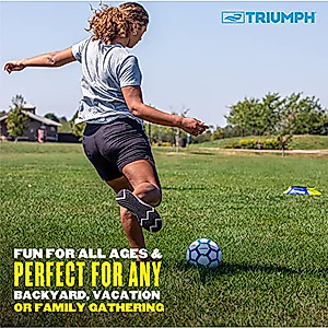 Triumph Sports Backyard Footgolf Set – Includes 3 Targets and 1 Official Size 5 Soccer Ball, Blue