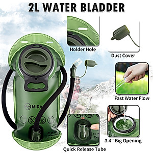 MIRACOL Tactical Hydration Backpack with 2L Water Bladder, 900D Military Molle Water Backpack Fit Men Women