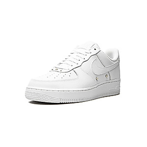 Nike Women's Air Force 1 Low Shoes, White/White-metallic Silver-bl, 8