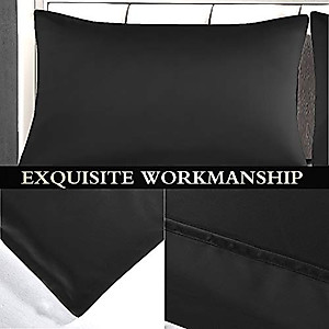 Qeeruim Home Satin Pillowcase for Hair and Skin, 2-Pack - King Size (20x40 inches) Silk Pillow Cases - Satin Pillow Covers with Envelope Closure, Black