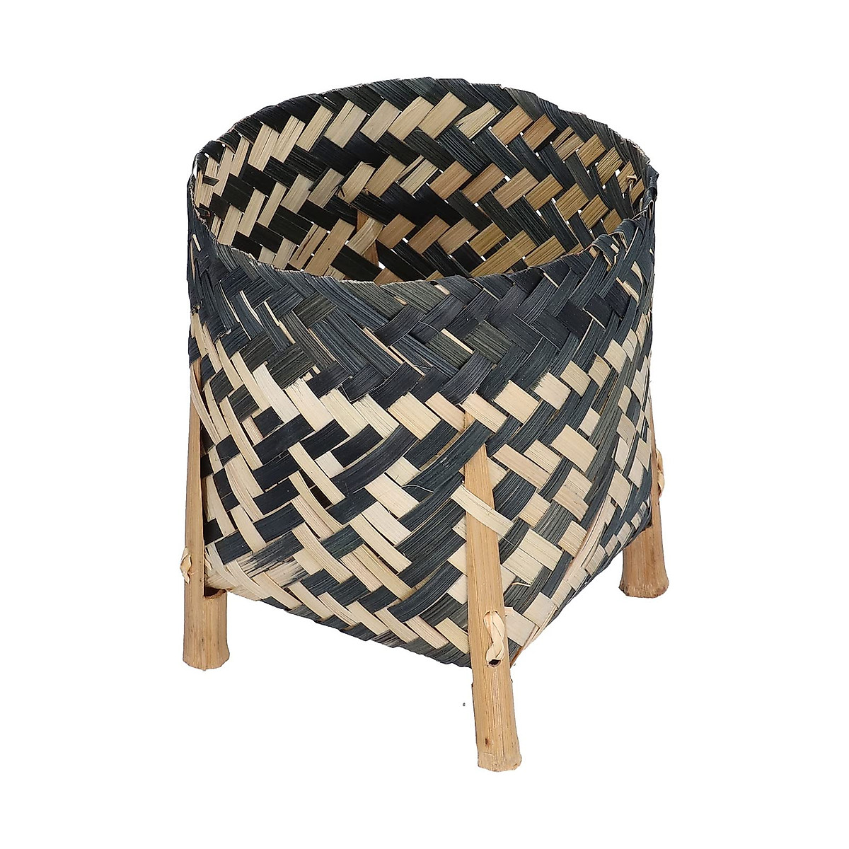 FAMKIT Straw Weaving Flower Plant Basket Nordic Style Hand Woven Flower Baskets Straw Woven Storage Bucket for Home Decoration