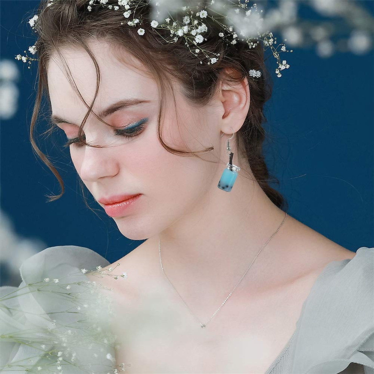 6 Pairs Cute Pearl Milk Tea Dangle Earrings Tea Drop Earrings Women Funny Creative Unique Earring set (6 Pairs Cute Pearl Milk Tea)