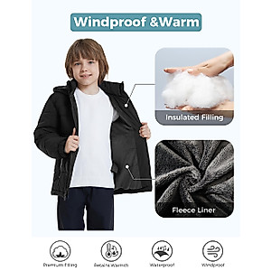 ZSHOW Boys' Winter Coat Thick Fleece Lined Quilted Puffer Jacket Insulated Outerwear Coat(Black,14-16)