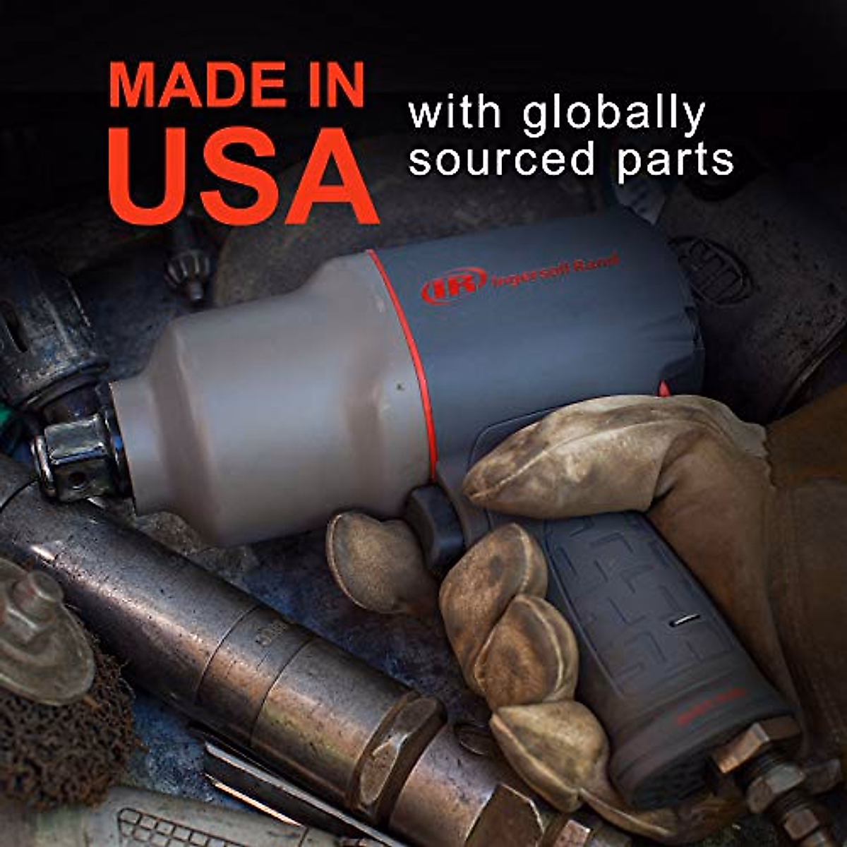 Ingersoll Rand 2145QiMAX 3/4” Drive Air Impact Wrench – Quiet Technology, 1,350 ft-lbs Powerful Reverse Torque Output, 7 Vane Motor, Steel Hammer Case, Gray