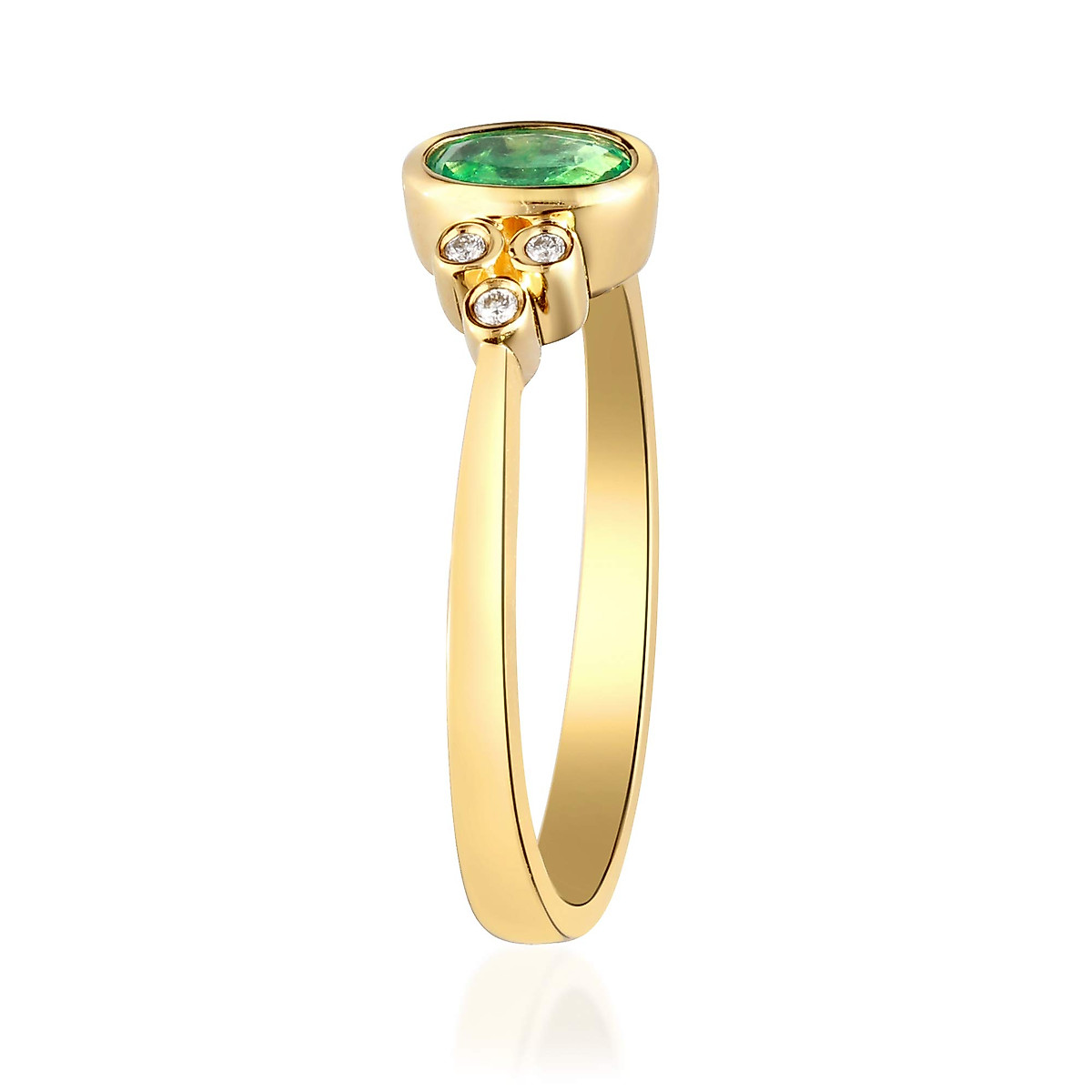 Gin & Grace 10K Yellow Gold Natural Emerald with Diamond (I1,I2) Propose Promise Ring for Women