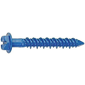 (1500pcs) 1/4 X 1-3/4 Slot Indented Hex Washer Head Concrete Screws (Screw), Bulk/Wholesale Carton - Blue - Ships Free in USA