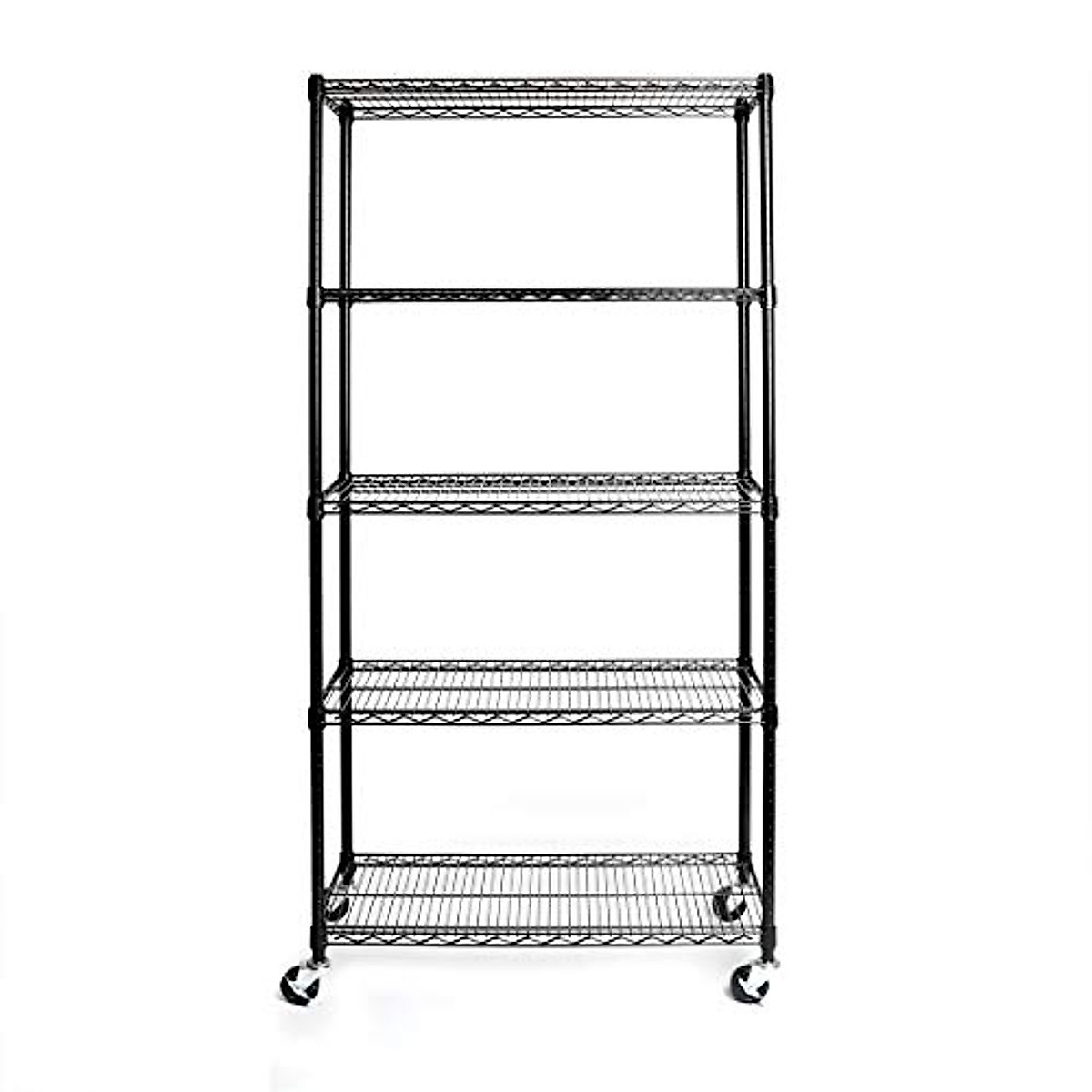 Seville Classics UltraDurable Heavy Duty NSF Solid Steel Wire Rack Storage Unit, Organizer for Garage, Warehouse, Office, Restaurant, Classroom, Kitchen, Black, 5-Tier Shelving, 36" W x 18" D