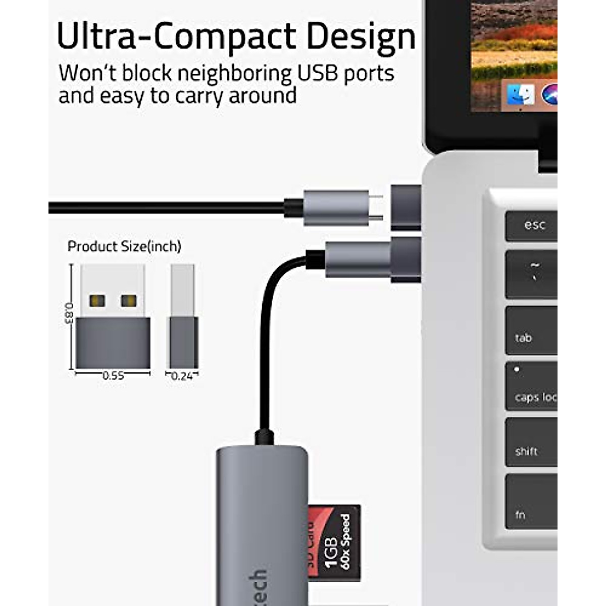 Syntech USB C Female to USB Male Adapter Pack of 3 [Travel Must Haves, Aluminum] USB C to USB Adapter, Type C Charger Cable Power Converter Compatible with iPhone 15 Apple Watch AirPods CarPlay, etc.