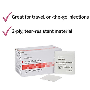 Alcohol Prep Pad, McKesson, Isopropyl Alcohol 70%, Individual Packet, Large, 3.5 X 1.7 Inch, Sterile, 100 Ct. Box, Case of 10 Boxes = 1000 Pads