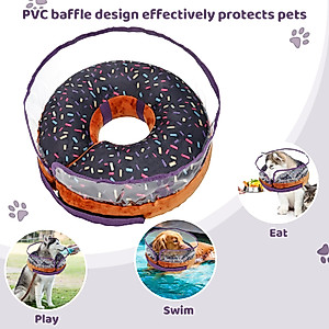 Guiqulai Dog Cone,Inflatable Dog Cone for Small, Medium and Large Dogs, Soft Cone for Dogs After Surgery with Adjustable Buckle and Cute Pattern to Stop Licking and Biting Wounds - L(Neck 12"-18")