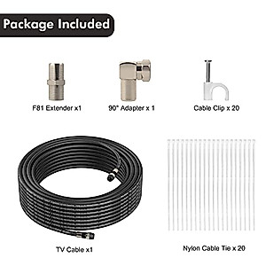 RELIAGINT Coaxial Cable 50FT, RG6 Coax Cable Cord for TV with Weatherproof Rubber Boot - Ideal Outdoor TV Cable Wire and Antenna Wire Extension Cable, Tri-Shield UV - Fire Resistant Wall Rated