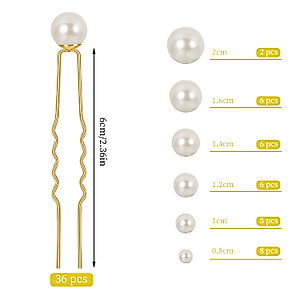 BESARME Pearl Hair Pins, 36 Pcs Wedding Pearl Hair Accessories Bridal Pearl Rhinestone Hair Clips for Brides Bridesmaid Women (Single Pearl Hair Pins)