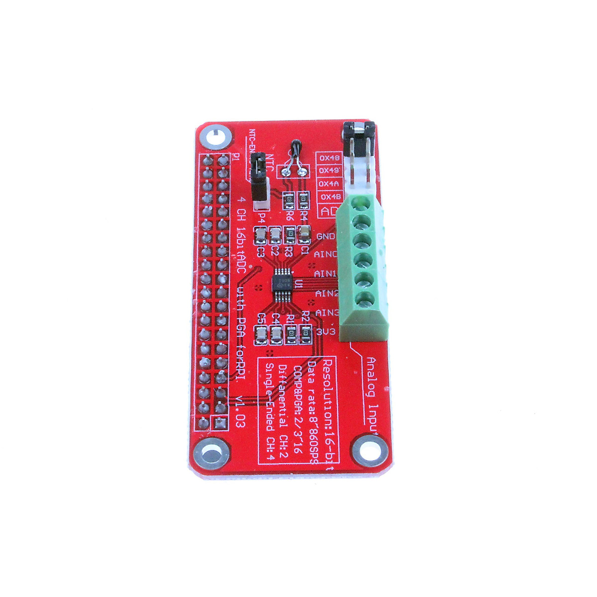 NOYITO 4-Channel 16-Bit ADC with PGA for RPI Raspberry PI 16 Bits I2C ADS1115 Module ADC 4 ...