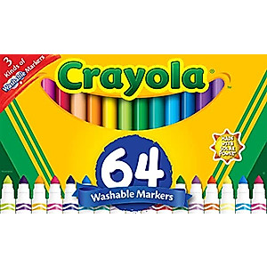 Crayola Washable Marker Set, School Supplies, Gel, Window, Broad Line Markers, 64ct