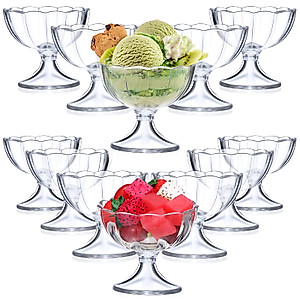 12 Pcs Tulip Footed Small Dessert Cups 5 oz Plastic Trifle Bowl Bulk Dessert Cups for Cocktail, Dessert, Condiment Fruit Salad, Holiday Party Wedding Picnic Party Favors