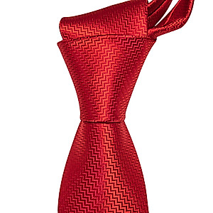 Barry.Wang Formal Red Solid Color Man Tie Set Necktie Handkerchief Cuff Links Wedding Ceremony