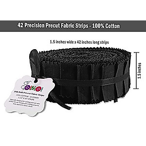 Soimoi 40Pcs Solid Black Precut Fabrics Strips Roll Up 1.5 Inches Cotton Jelly Rolls for Quilting