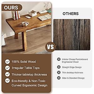 SXXjiaju Solid Wood Desk 55 inches, Wood Computer Desk,Home Office Desk Wooden Rustic Writing Desk Modern Simple Design,Ideal for Study, Writing, Dining