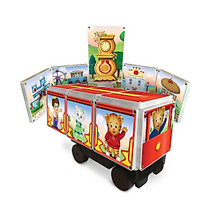 CreateOn Daniel Tiger’s Neighborhood: Neighborhood Trolley Magnetic Tiles Structure Set, Building Toys for Kids, Educational Stem & Montessori Tools for Ages 3+, 15 Pieces