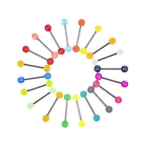 Memsion 20pcs 14G Tongue Rings 316L Surgical Stainless Steel Hypoallergenic Tongue Ring Acrylic Straight Barbell Tongue Piercing Pack Mix Color Nipple Piercing for Women Men