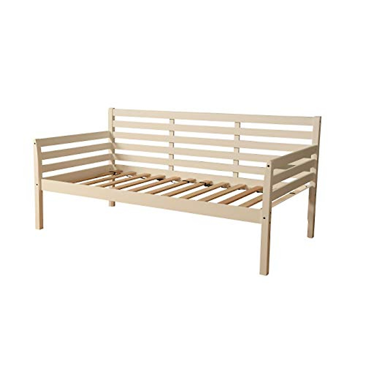 Cordova Futons Daybed Frame Twin Choice to add Trundle White Wood Finish Includes Solid Wooden Slats Lounger Best Futon Day Bed Sets ( White, Twin Frame w/ Slats Only)