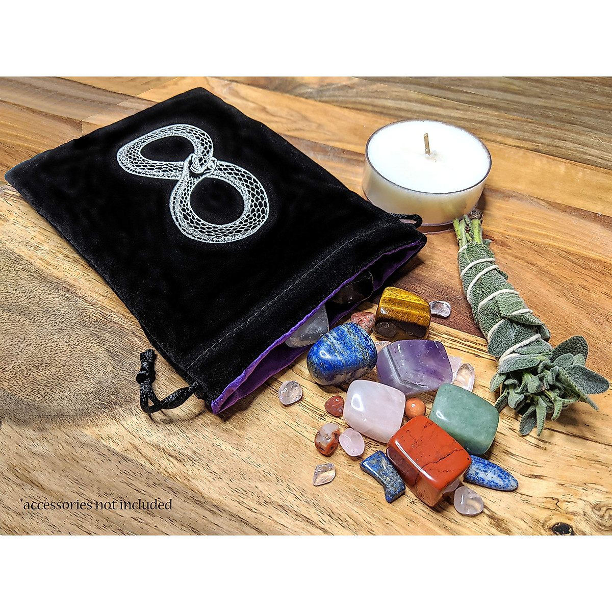 Miriyan Mystical Serpent Tarot & Dice Bag I Velvet & Satin Drawstring Pouch Ideal Size for Tarot Cards & Oracle Cards, DND, D&D, Dungeons and Dragons Accessories, Runes & Jewelry I Travel & Gift Bag