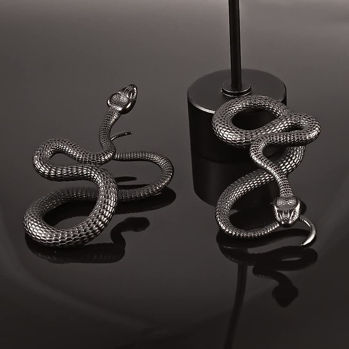 Atomhole Hypoallergenic 316 Stainless Steel Snake Dangle Ear Weights For Stretched Ears Gauges 2g Ear Plugs Body Piercing Tunnels Body Jewelry 2PCS (Black)