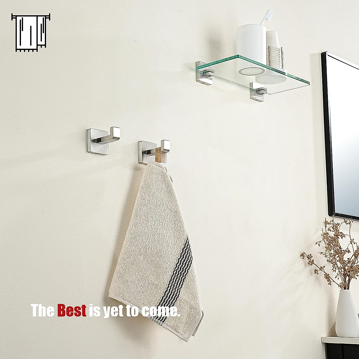 JQK Bathroom Towel Hook Brushed, Coat Robe Clothes Bath Wall Hooks for Kitchen Garage SUS 304 Stainless Steel Thick 0.8mm, 2 Pack Brushed Steel, TH250-BN-P2