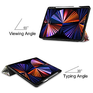 DONGKE Floral Design Case for iPad Pro 12.9 inch 6th, 5th, 4th, 3rd Gen with Pencil Holder, Auto Wake/Sleep, and Stand