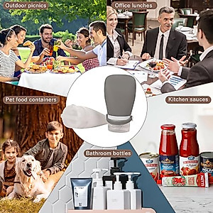 Ksooly 4-Pack 2Oz. Squeeze Salad Dressing Bottles with Fastening Belt | Small Dressing Container to Go | Portable Sauce Bottle Condiment Bottles | Food-grade Silicone, BPA Free