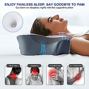 FAIORD Memory Foam Cervical Neck Pillows, Cervical Pillow for Neck and Shoulder Pain Relief, Orthopedic Ergonomic Contour Back Support Pillow for Side, Back & Stomach Sleepers with Cooling Pillowcase