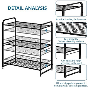 Simple Trending 3-Tier Stackable Wire Shelving Unit Storage Rack, Expandable & Adjustable Kitchen Storage Cabinet Shelf Organizer, Black