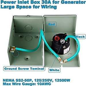VOGREX 25FT 50 Amp Generator Cord and Power Inlet Box, NEMA 14-50P to SS2-50R Extension Cord 25 FT with NEMA SS2-50P Generator Inlet, ETL Listed, Weatherproof