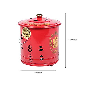Enamel Fire Cage Burn Barrel Incinerator Cage Can: Stainless Steel Incinerator Fire Bin 28cm Ancestor Money Burning Pot Sacrificial Ash Bucket for Home Office Outdoor Garden Fire Pit Bucket