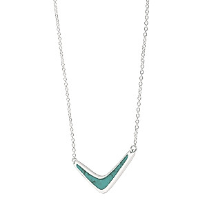 Silpada Compressed Turquoise Necklace in .925 Sterling Silver, Jewelry Gift Ideas for Women, Reversible Boomerang', 16" + 2"