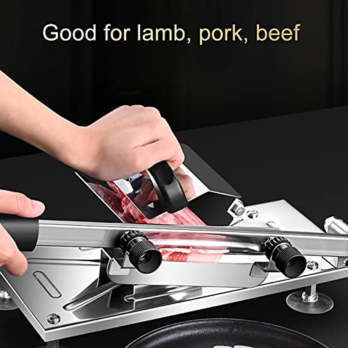 Manual Frozen Meat Slicer - Stainless Steel Meat Cutter Beef Mutton Roll Bacon Cheese Vegetable Food Sheet Slicing Machine for Home Cooking and Commercial Cooking(20 Bags)