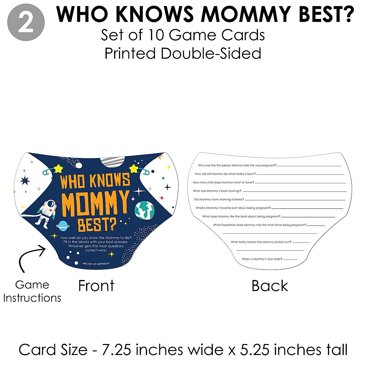 Big Dot of Happiness Blast Off to Outer Space - 4 Rocket Ship Baby Shower Games - 10 Cards Each - Gamerific Bundle