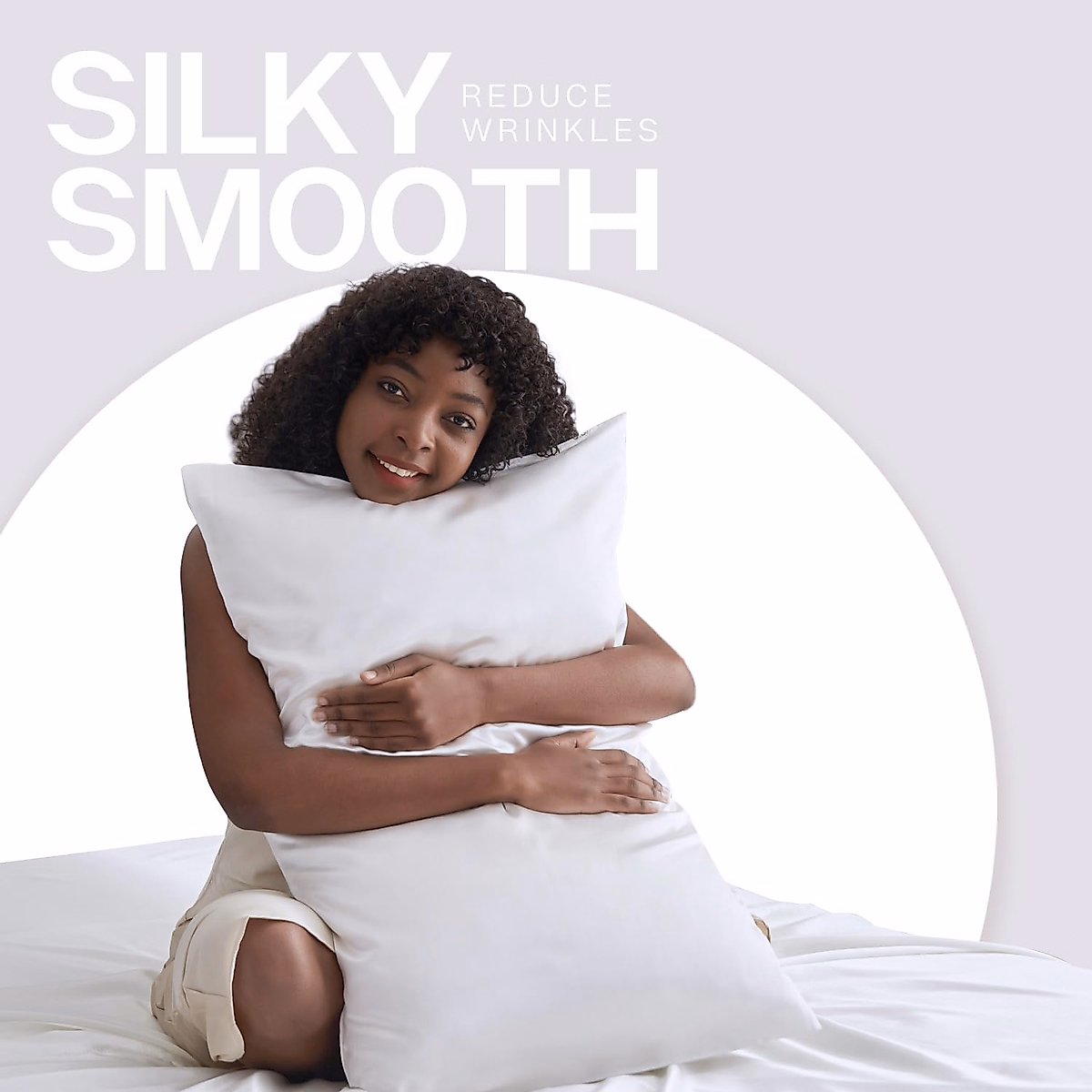 MR&HM Satin Pillowcase for Hair and Skin, Silk Satin Pillowcase 2 Pack, Queen Size Pillow Cases Set of 2, Silky Pillow Cover with Envelope Closure (20x30, White)