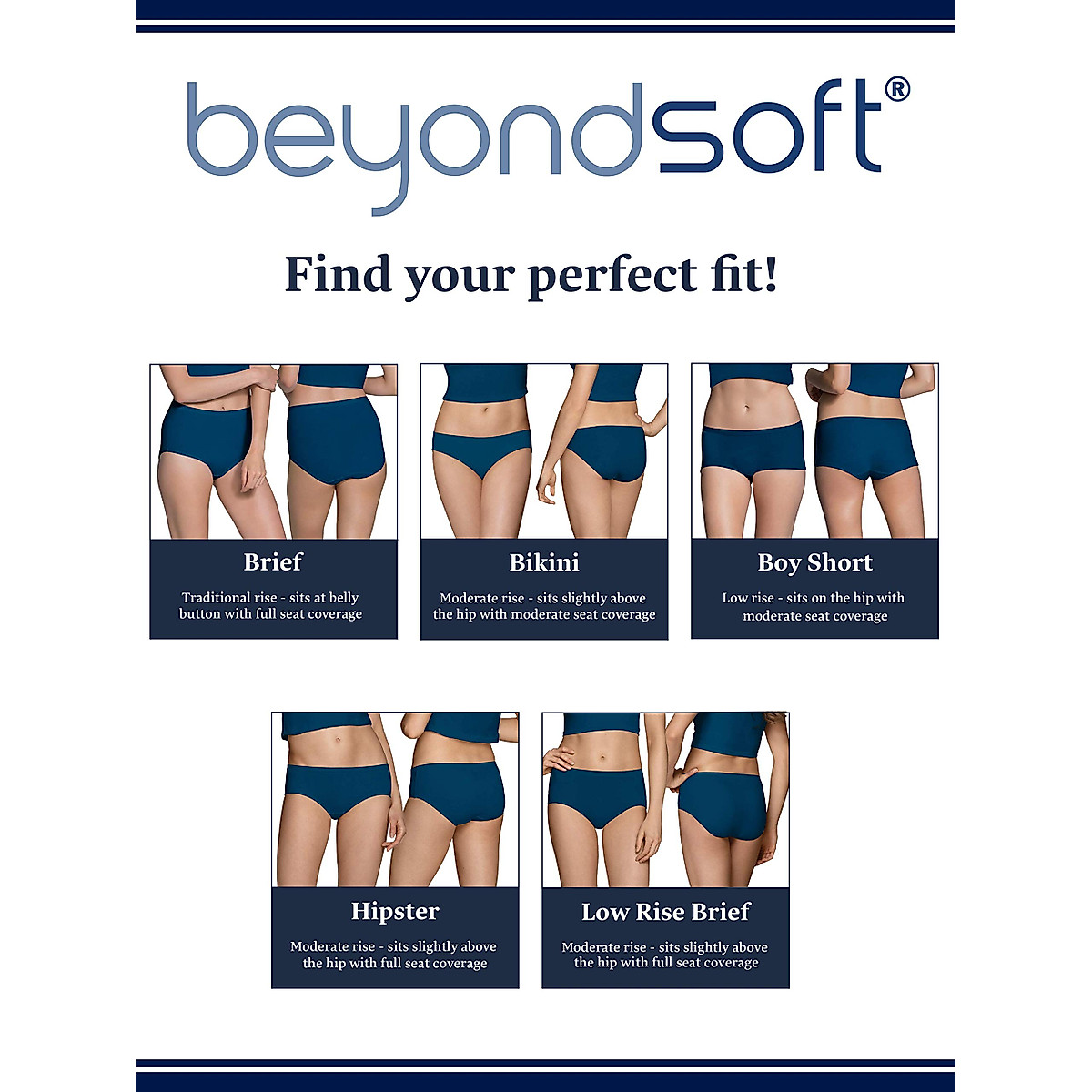 Fruit of the Loom Women's Beyondsoft Underwear, Super Soft Designed with Comfort in Mind, Available in Plus Size, Low Rise Brief-Modal-6 Pack-Colors May Vary, 7