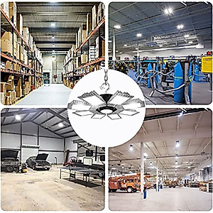 CODAFUL LED High Bay Light 8 Panels 300W LED Garage Lights with US Plug 5ft Cable 85-277V, Light for Wet Location Warehouse Residential Barn Factory Workshop, Shop Lighting (250W-1Pack, Silvery)